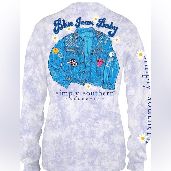 Simply Southern | Tops | Nwt Simply Southern Blue Tie Dye Blue Jean ...